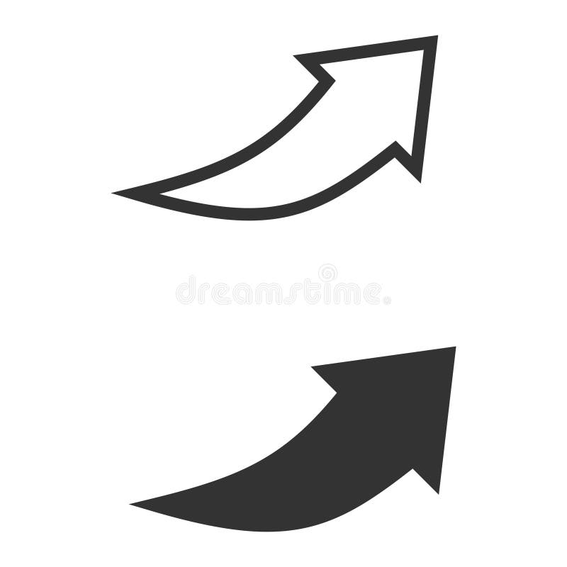 Curved Up Arrow Icon. Black and White Upward Pointer Symbol. Sign App ...
