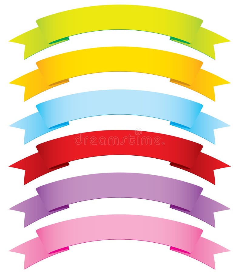Curved Vector Ribbons in 6 Colors Stock Vector - Illustration of banner ...