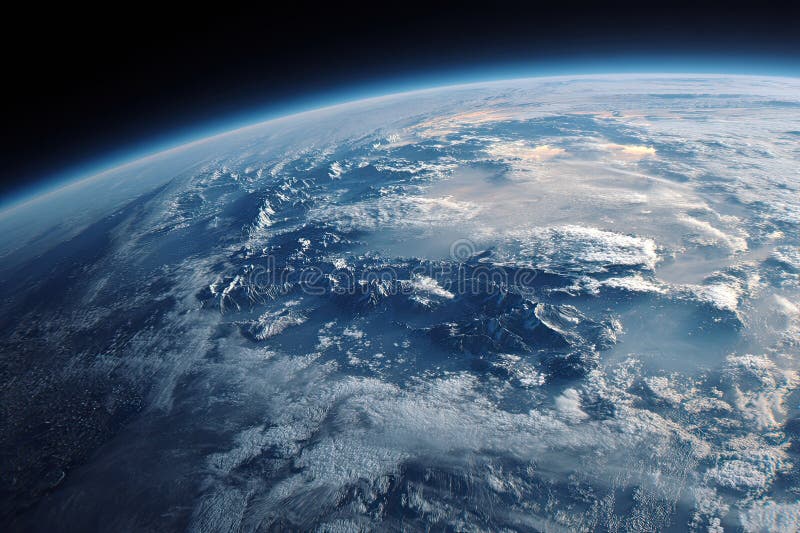 Curved View of Earth from Space Stock Illustration - Illustration of ...