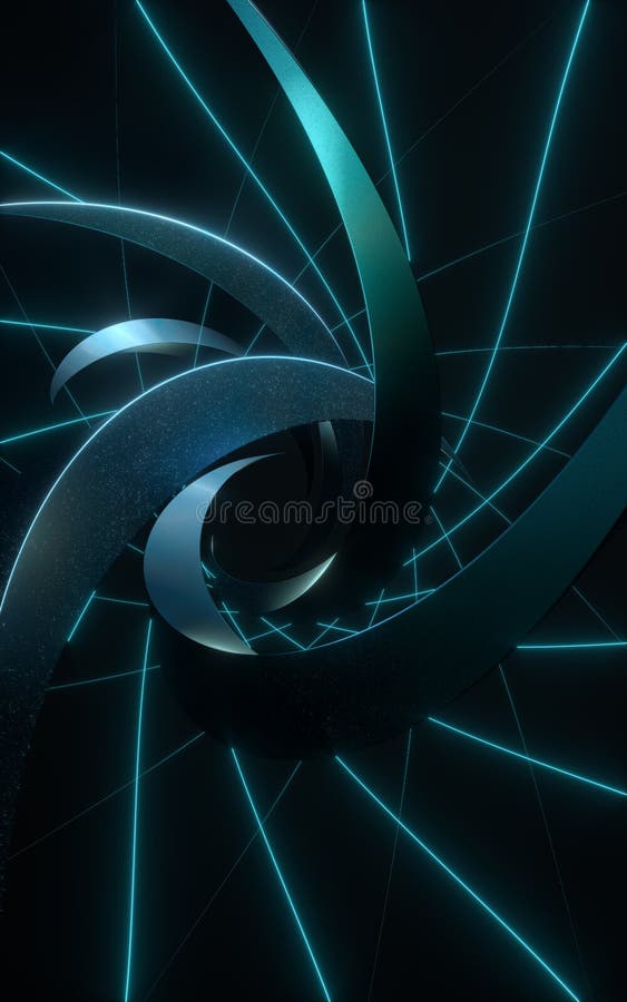 Curved Vortex Structure Lines, 3d Rendering Stock Illustration ...