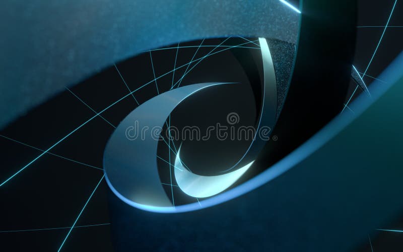 Curved Vortex Structure Lines, 3d Rendering Stock Illustration ...