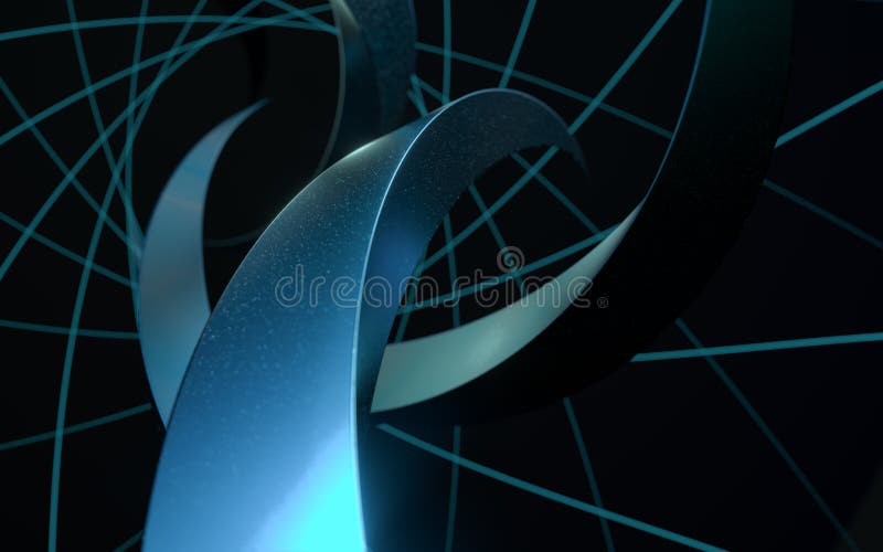 Curved Vortex Structure Lines, 3d Rendering Stock Illustration ...