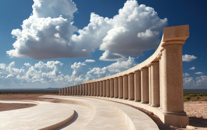 Curved Walkway Lined with Elegant Columns on Either Side Invites ...