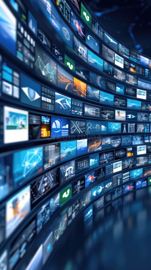 A Curved Wall is Composed of Hundreds of Digital Screens, Each ...