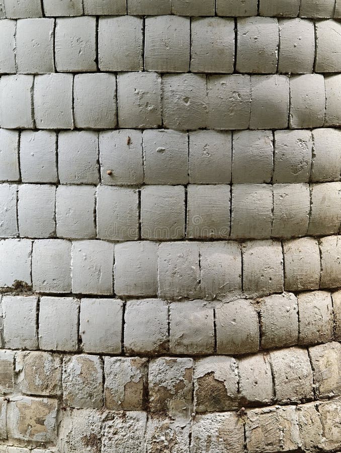 Curved Wall Showing Decaying White Paint on Rounded Bricks Stock Photo ...