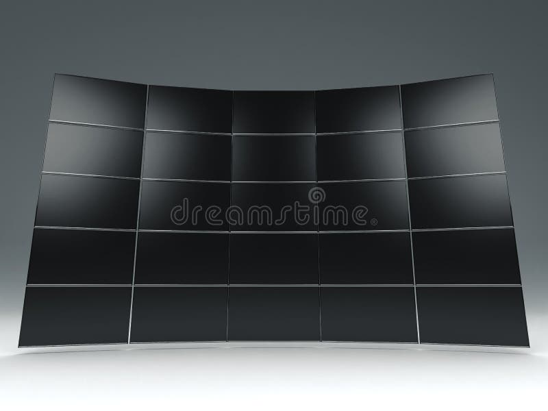Curved Wall of Televisions stock illustration. Illustration of device ...