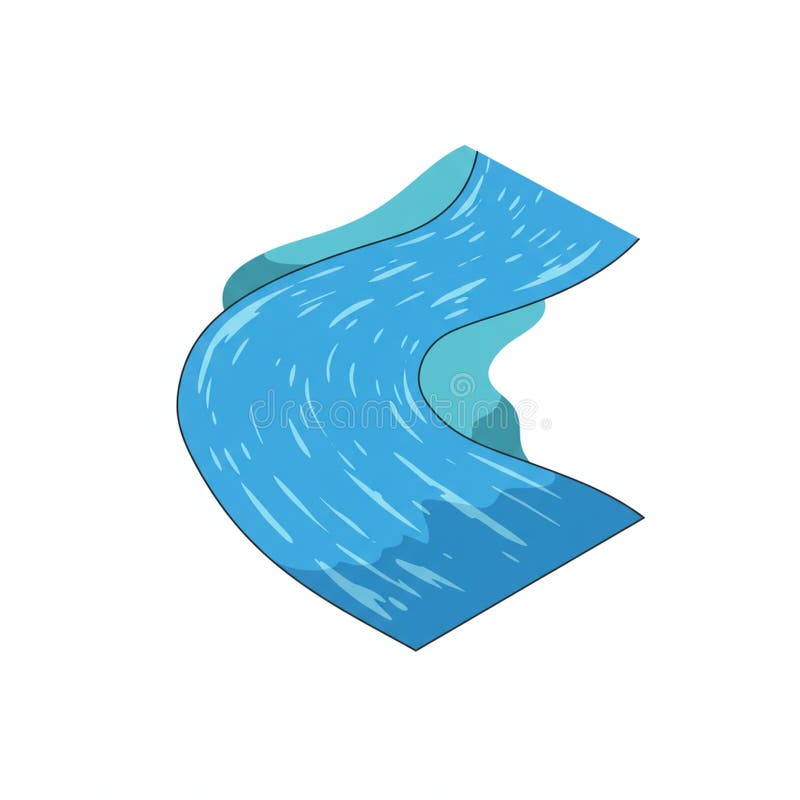 Curved Water Pathway Illustration with a Stylized, Flowing Design. the ...