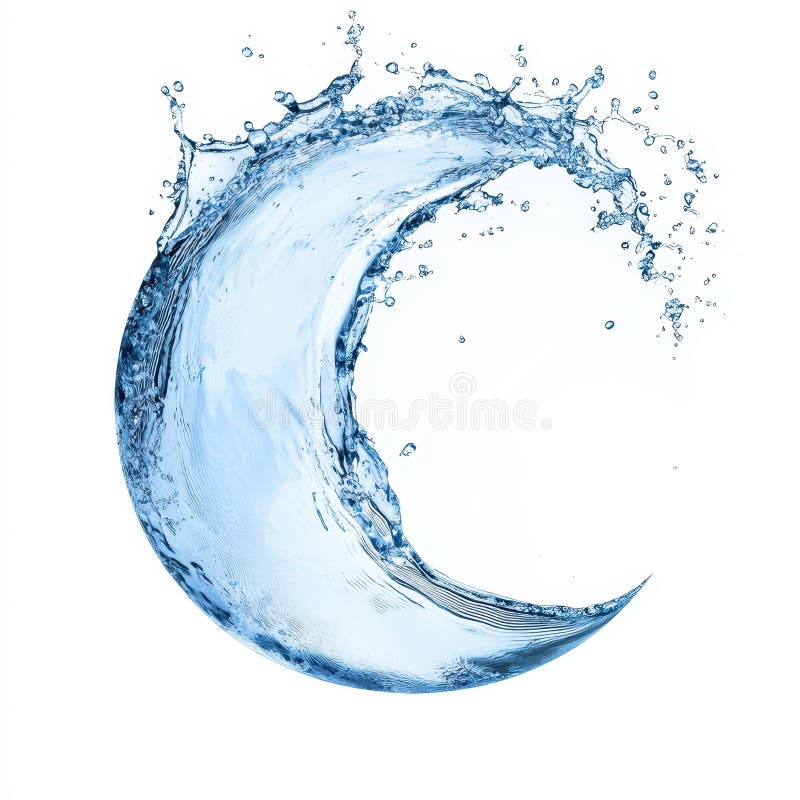 Curved Water Splash Captured on a White Background Stock Illustration ...