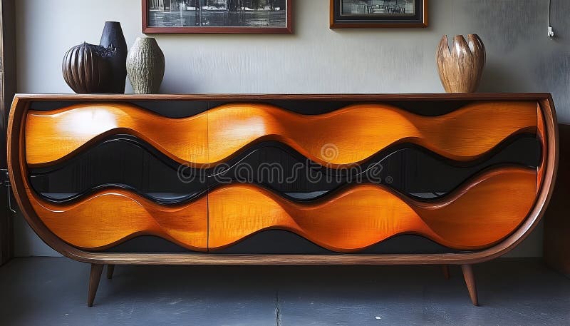 Mid-Century Modern Wave Cabinet Stock Illustration - Illustration of ...