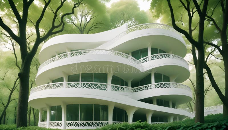 Curved White Architectural Structure with Repeating Patterns and Lines ...