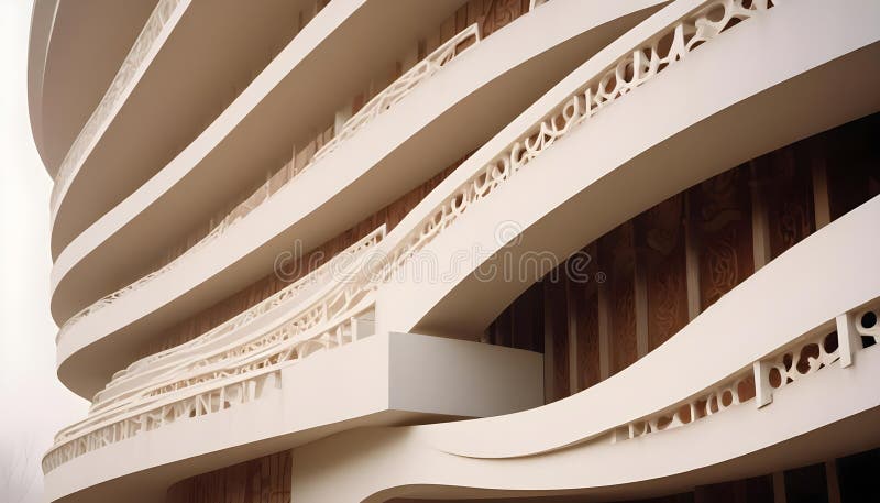 Curved White Architectural Structure with Repeating Patterns and Lines ...