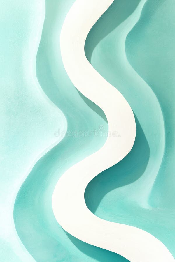 Curved White Line Flowing Over Turquoise Background, Abstract Design ...