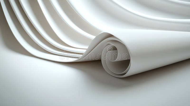 Curved White Paper Sheets Creating a Flowing Pattern on a Smooth ...