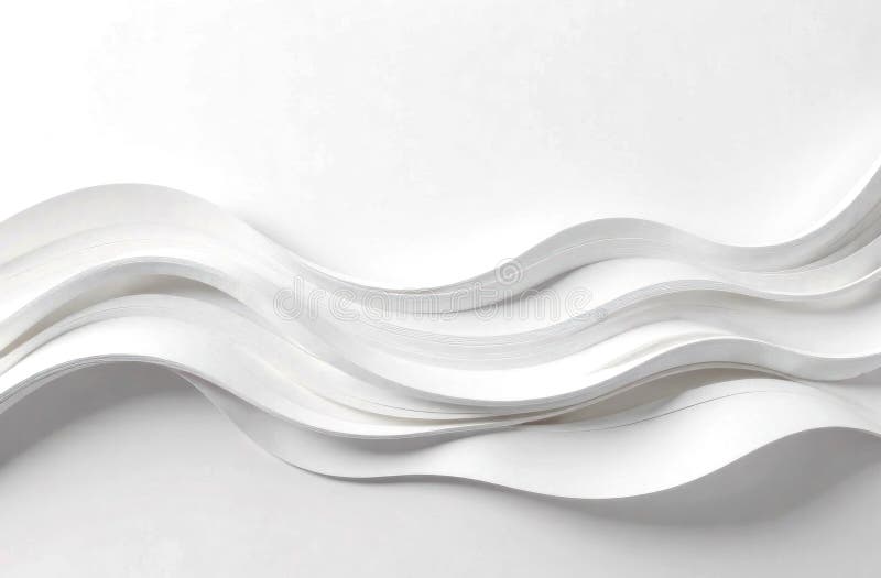 Curved White Sheets of Paper Flow Gracefully, Forming Waves that ...
