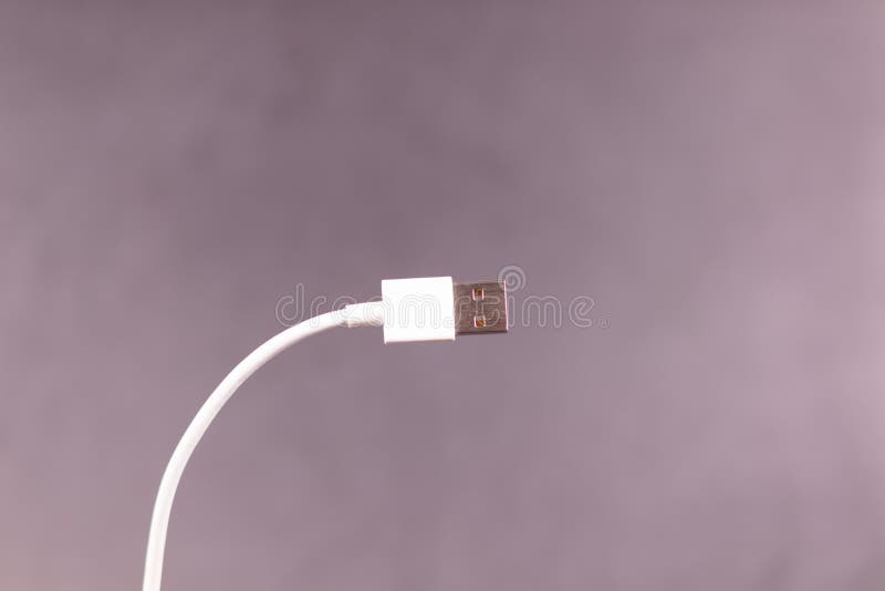 Curved White USB Cable on Gray Surface Background Stock Image - Image ...