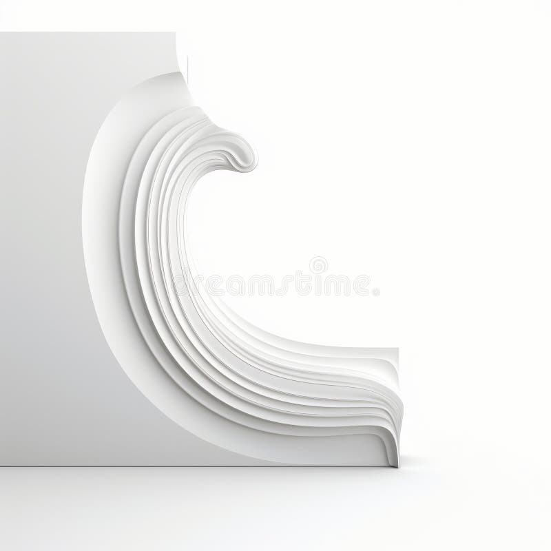 Minimalist White Column with Decorative Fold - Computer Art Style Stock ...