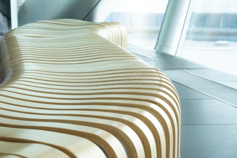 Modern Bench in a Business Centre. Stock Photo - Image of wood, park ...