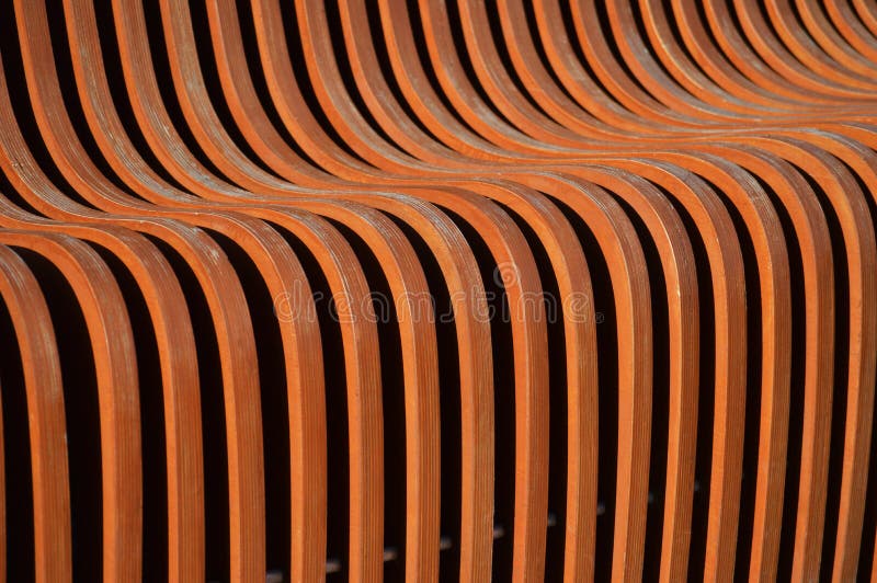 Curved Wooden Slats. Beautiful Brown Surface. Abstract Background Stock ...
