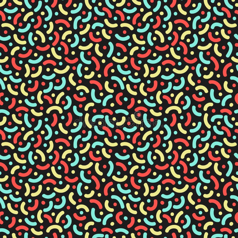 Curves and Dots. Seamless Pattern in Memphis Style Stock Vector ...