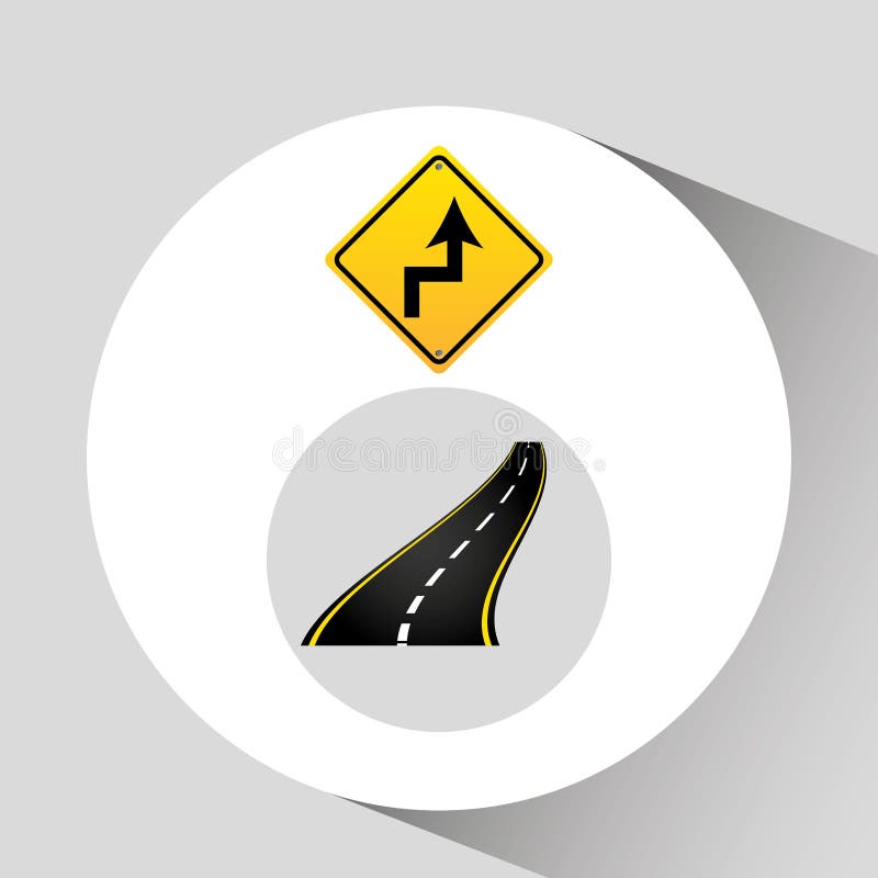 Curves Road Sign Concept Asphalt Graphic Stock Vector - Illustration of ...