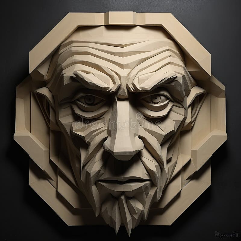 Curvilinear Octagon Art: Face Silhouette in Geometric Form Stock ...