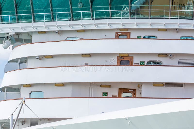Decks on Curving Bulkhead of Cruise Ship Stock Image - Image of ocean ...
