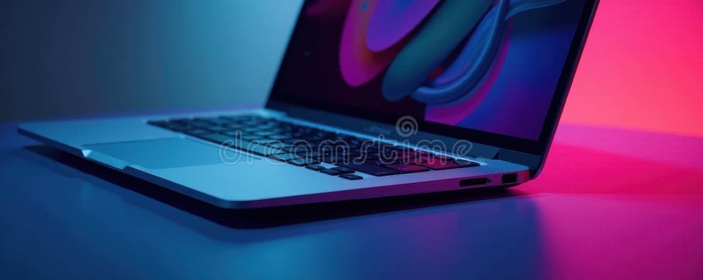 Curving Lines Depict Modern Laptop, Sharp Angles, Subtle Details ...