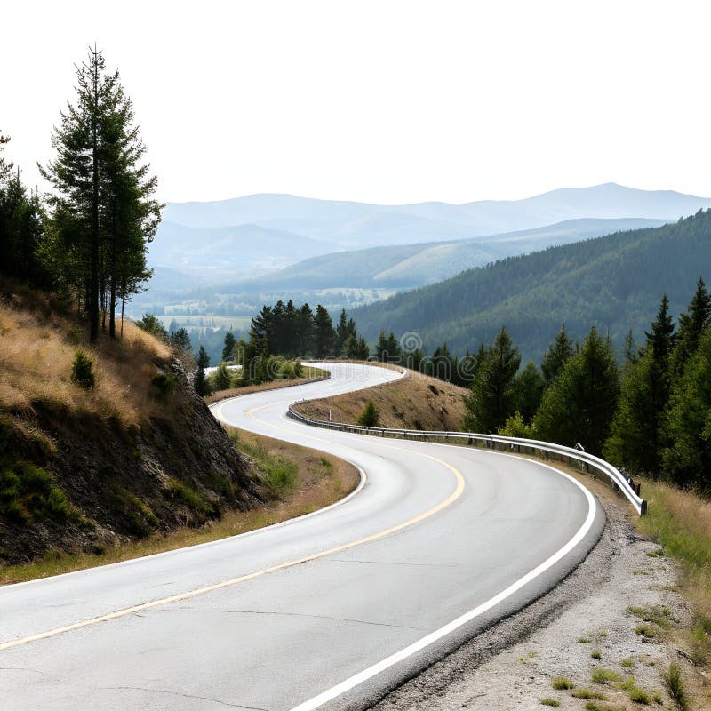 Curving Mountain Road Isolated on White Background Stock Illustration ...