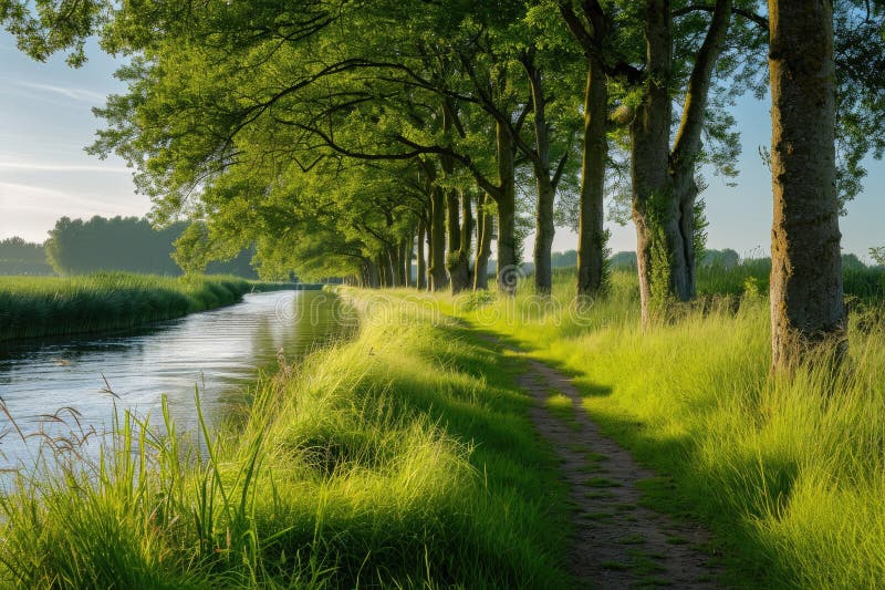 Serpentine Path Alongside Water Stock Illustration - Illustration of ...