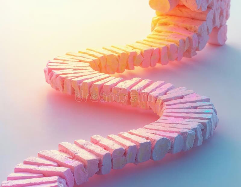 Curving Path of Pastel Blocks Serpentine Trail of Textured Forms Stock ...