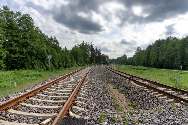 Curving Railroad Track through the Forest Stock Image - Image of ...