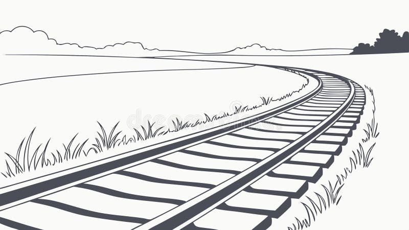Curving Railway Track into the Horizon Vector, Vector Design Generative ...