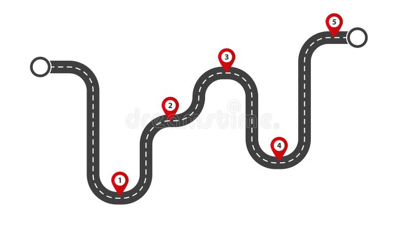 Curving Road Map with Web Marks Stock Vector - Illustration of ...