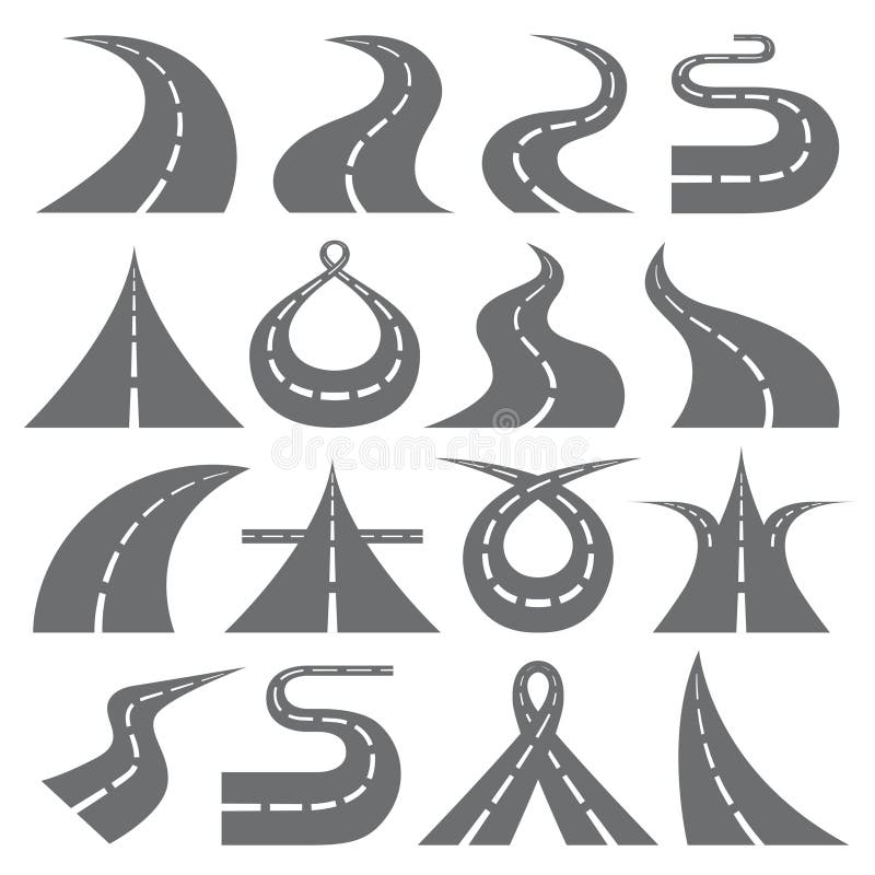 Curving Road Symbols Flat Icons Vector Set Stock Vector - Illustration ...