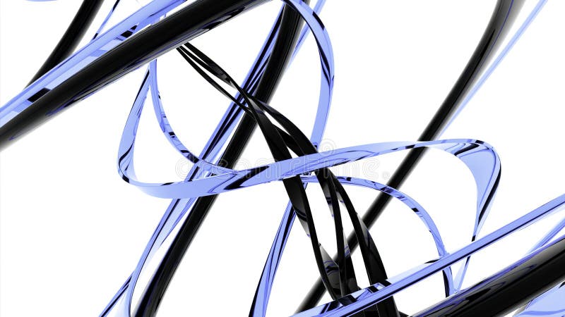 Curving Tangled Strings on a White Background. Design. Spiral 3D Moving ...