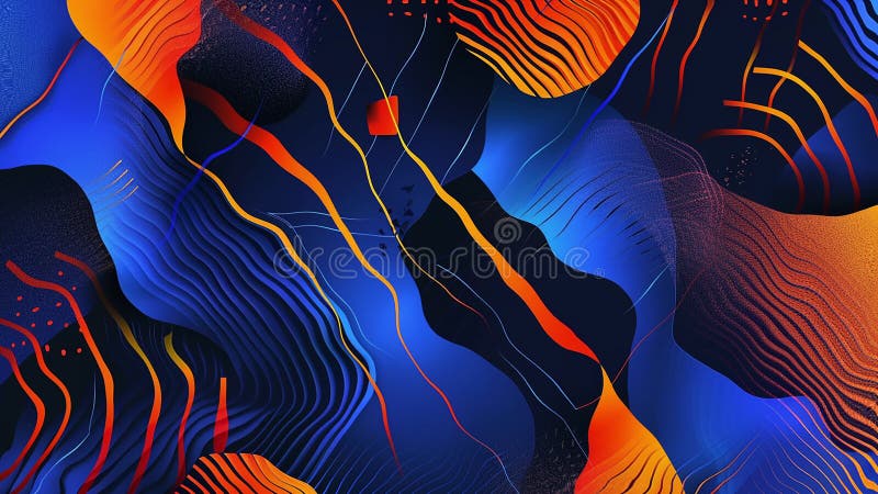 Curvy Color Wave Lines Motion Cg Pattern Dynamic Blue Orange Graphic ...