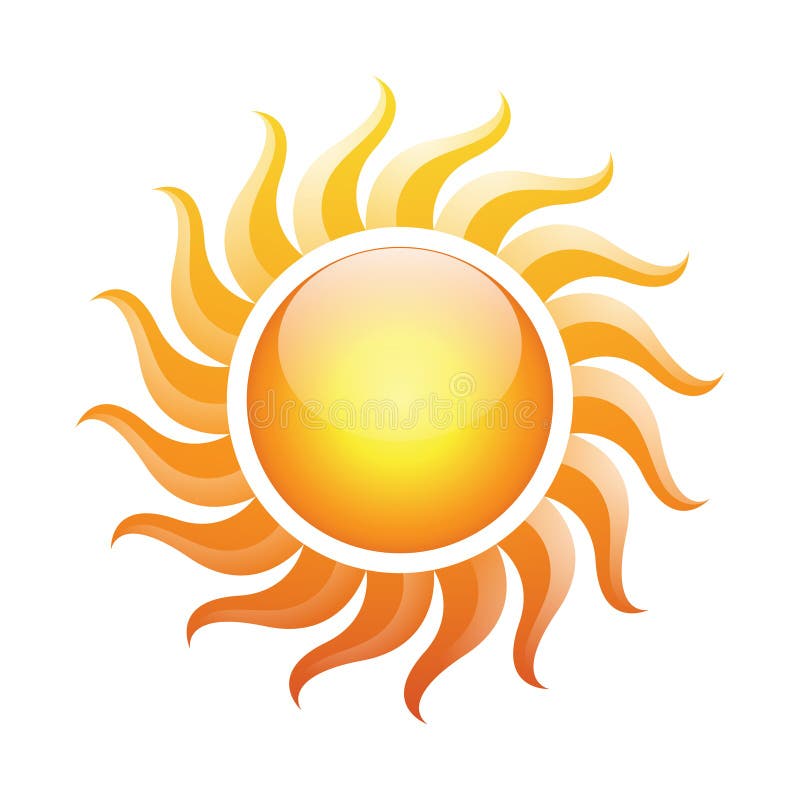 Curvy and Glossy Yellow Sun Icon with Wavy Sun Rays Stock Vector ...