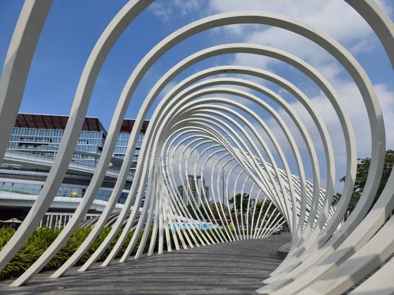 Curvy Metal Structure Artwork at OH Bay in Shenzhen, China Editorial ...