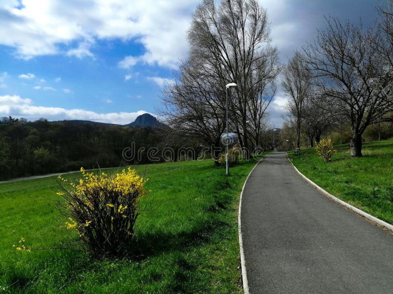 Curvy Pathway through the Green Fields and Mountains Stock Image ...