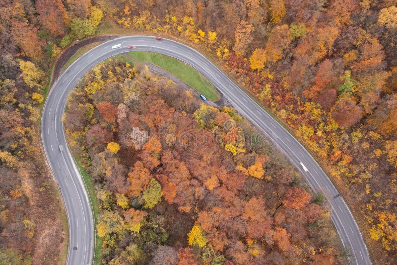 Curvy Road with Autumn Forest Stock Image - Image of curvy, adventure ...