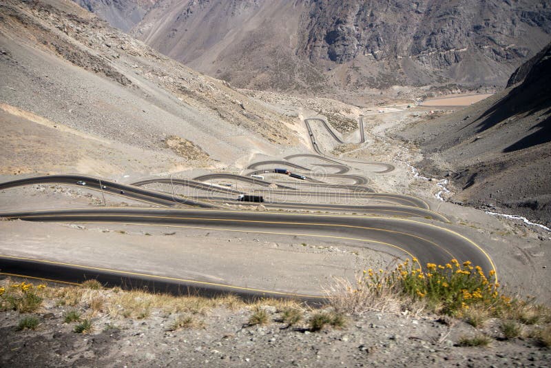 Curvy Road between Chile and Argentina Stock Photo - Image of andes ...