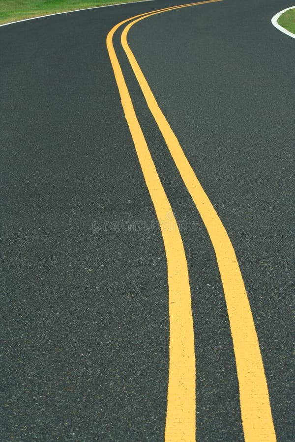 Curvy Road with Double Yellow Line Stock Photo - Image of line, yellow ...