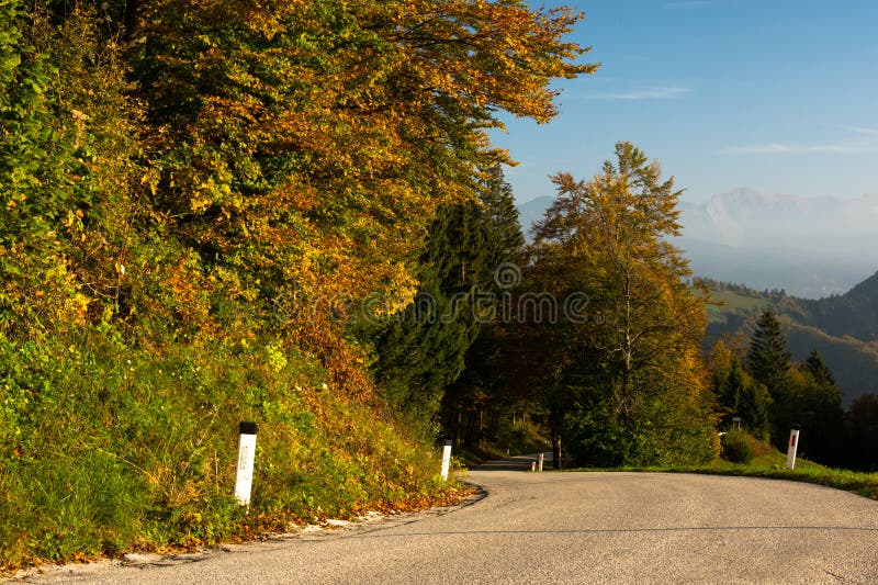 Curvy Road Down the Mountains Stock Image - Image of leafs, mountain ...