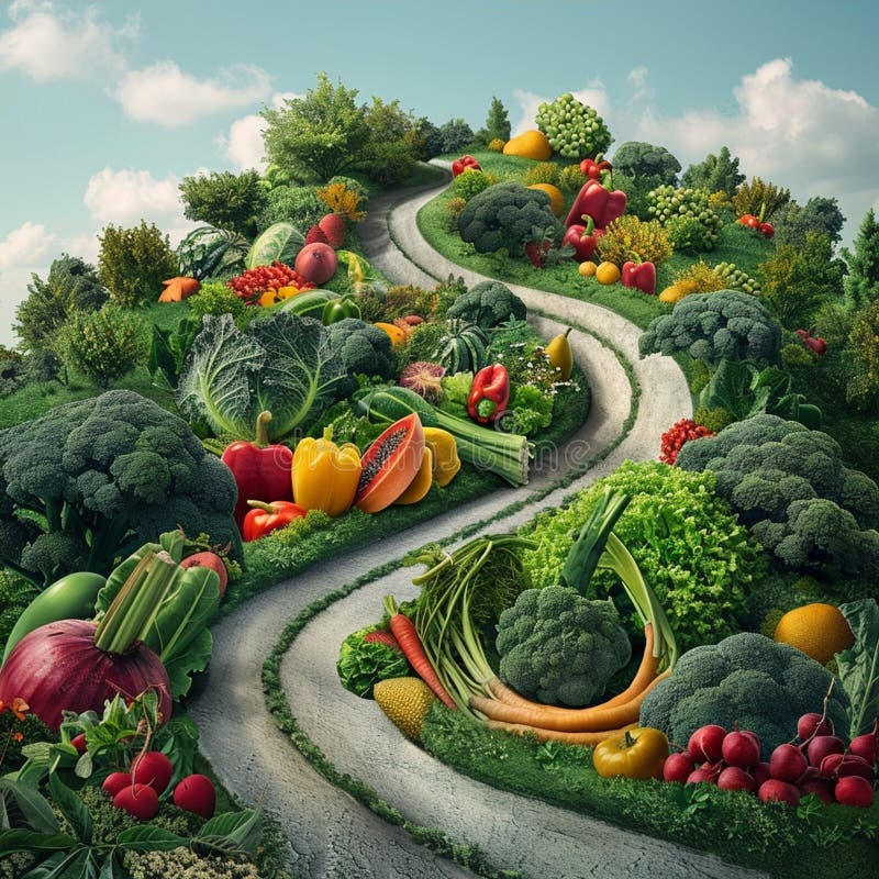 Curvy Road Showcases a Vibrant Array of Fresh Vegetables and Nutritious ...
