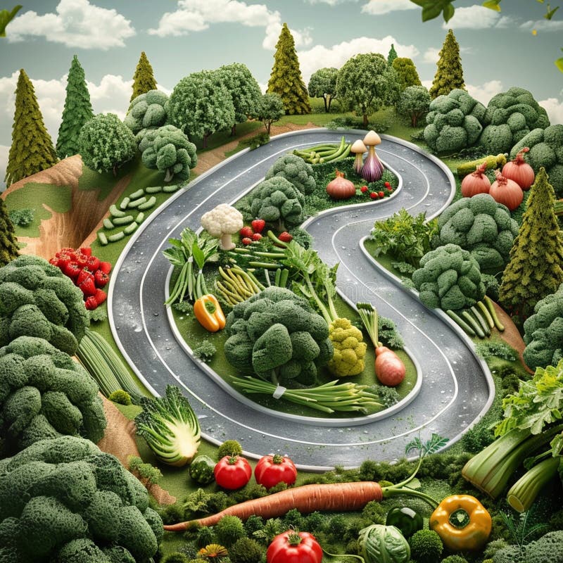 Curvy Road Showcases a Vibrant Array of Fresh Vegetables and Nutritious ...