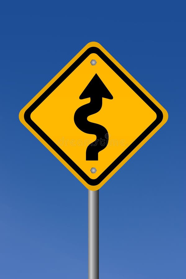 Curvy road warning sign stock illustration. Illustration of curvy ...