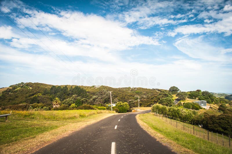 Curvy road. stock image. Image of blue, island, road - 84147111