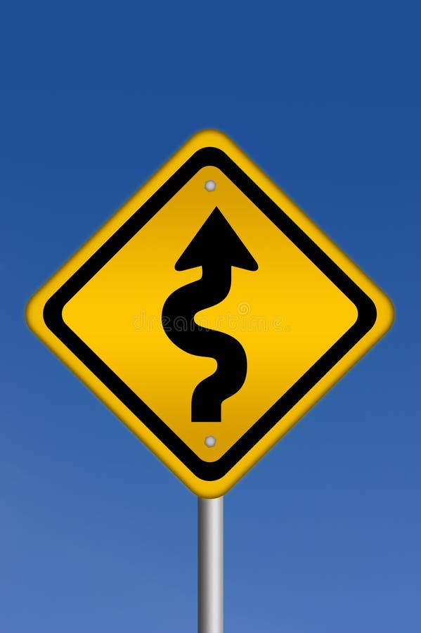 Curvy road warning sign stock illustration. Illustration of danger ...