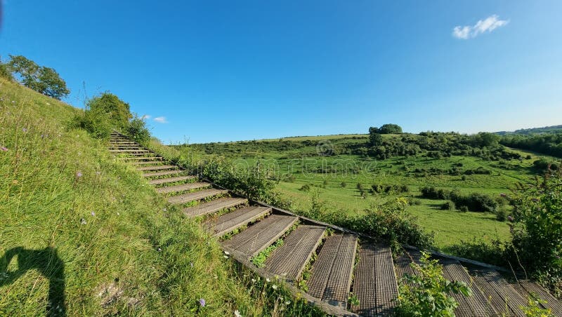 Stairs Leading To the Top of the Green Hill Stock Photo - Image of ...