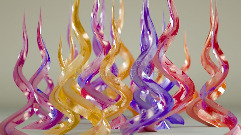 Curvy Twisted Colorful Spiral Shapes 3D Render Stock Illustration ...